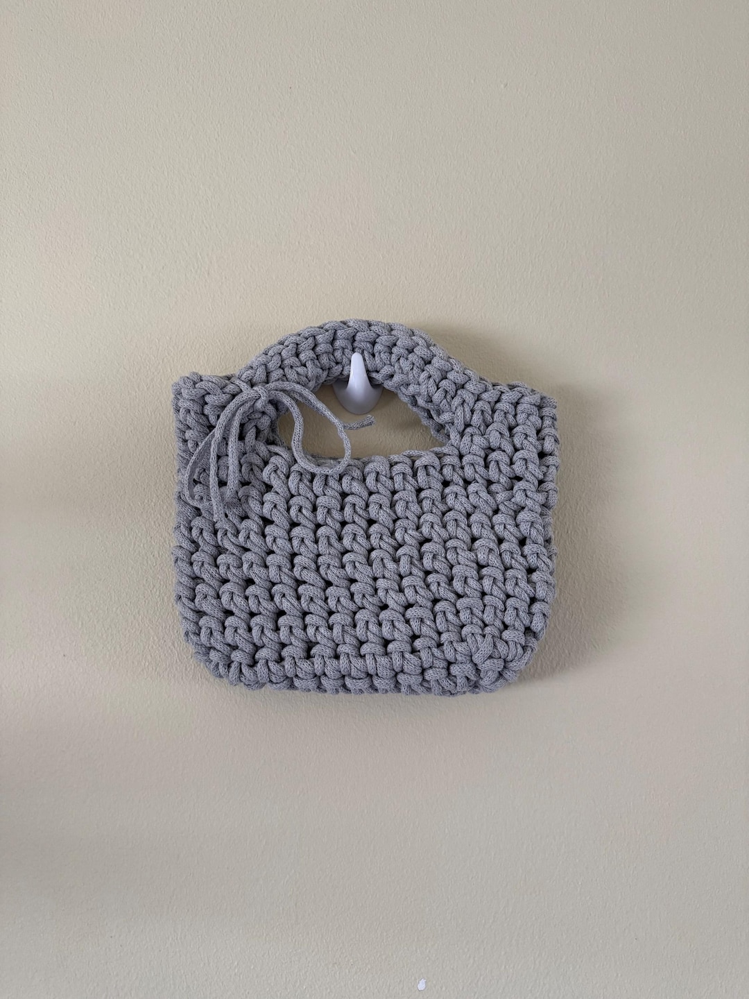 Gray Mini Crochet Bag, Handmade Purse, Chunky Crochet Handbag, Cute ...