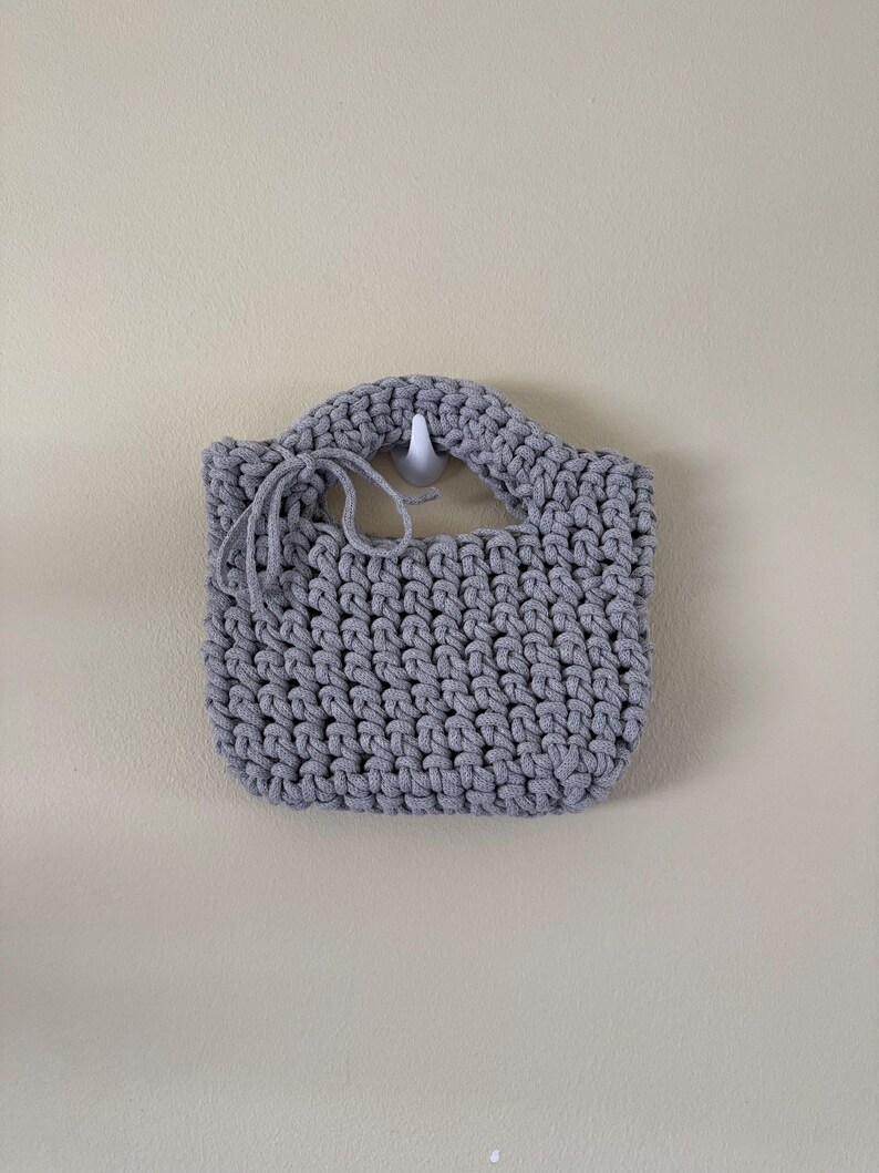 Gray Mini Crochet Bag, Handmade Purse, Chunky Crochet Handbag, Cute ...