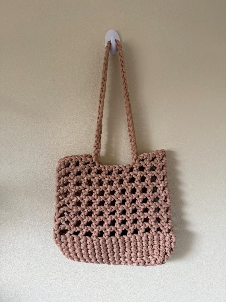 Beige Crochet Shoulder Bag, Chunky Crochet Purse, Handmade Handbag ...
