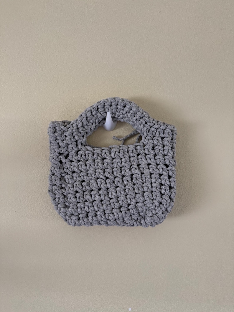 Gray Mini Crochet Bag, Handmade Purse, Chunky Crochet Handbag, Cute ...