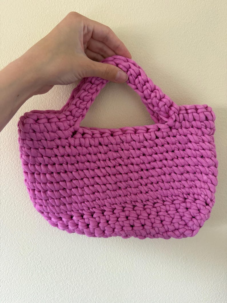Pink Mini Crochet Bag, Handmade Purse, Chunky Crochet Handbag, Cute ...
