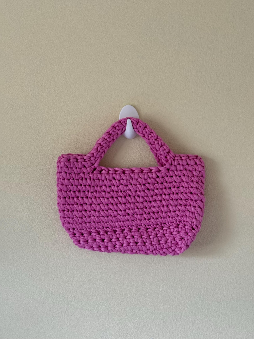 Pink Mini Crochet Bag, Handmade Purse, Chunky Crochet Handbag, Cute ...
