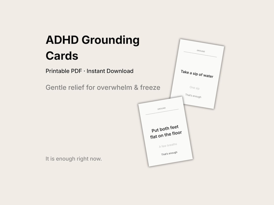 Grounding Cards Printable for ADHD Overwhelm | Freeze Relief & Calm ...