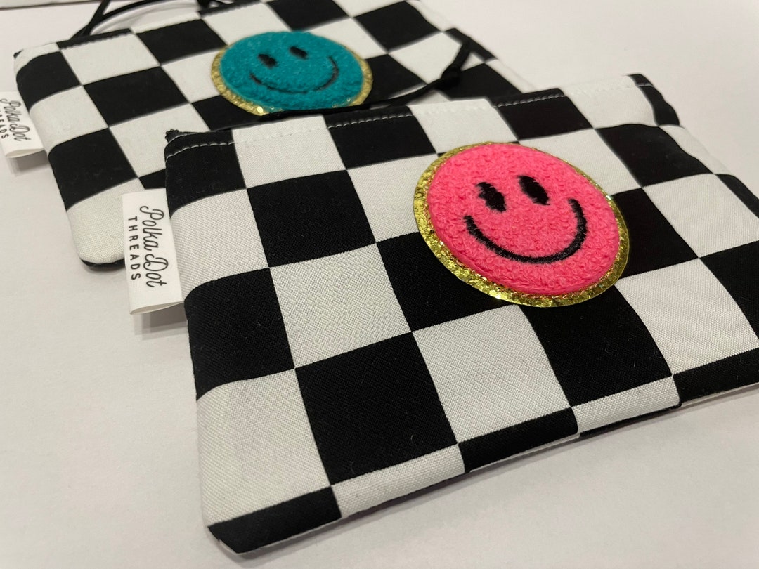 Checker, Smiley Face, Purse, 90s, Retro, Coin Purse, Makeup Bag ...