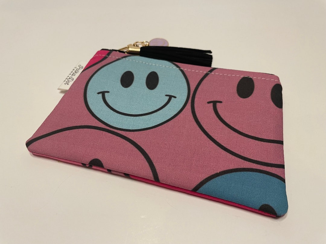 Smiley Face Purse Pouch, 90s, Retro, Coin Purse, Makeup Bag, Cosmetic ...