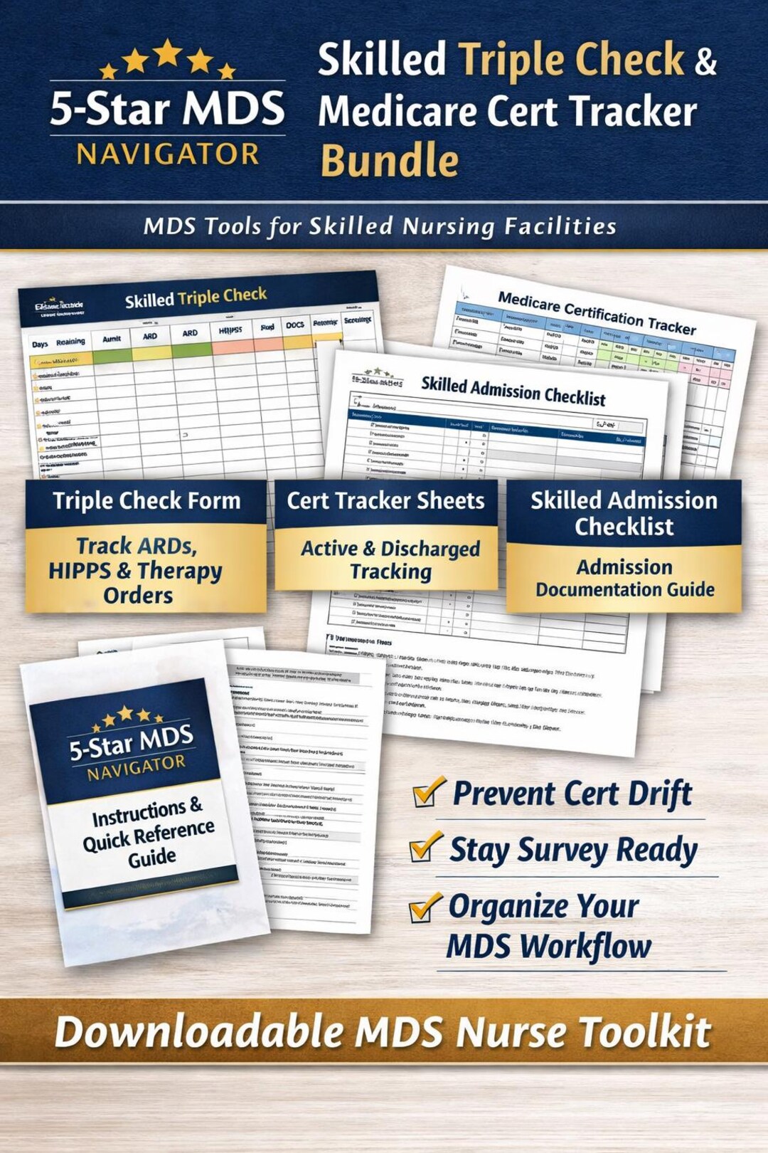 Skilled Nursing Triple Check & Medicare Cert Tracker | MDS Workbook ...