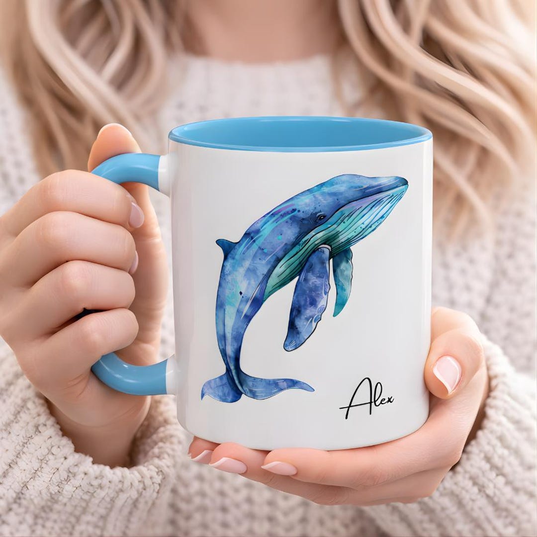 PERSONALIZED Whale Mug, Custom Humpback Whale Cup, Ocean Lover Gift ...