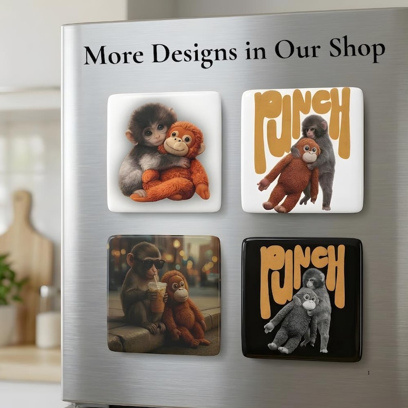 Punch Monkey Magnet, Cute Monkey Fridge Magnet, Porcelain Refrigerator ...