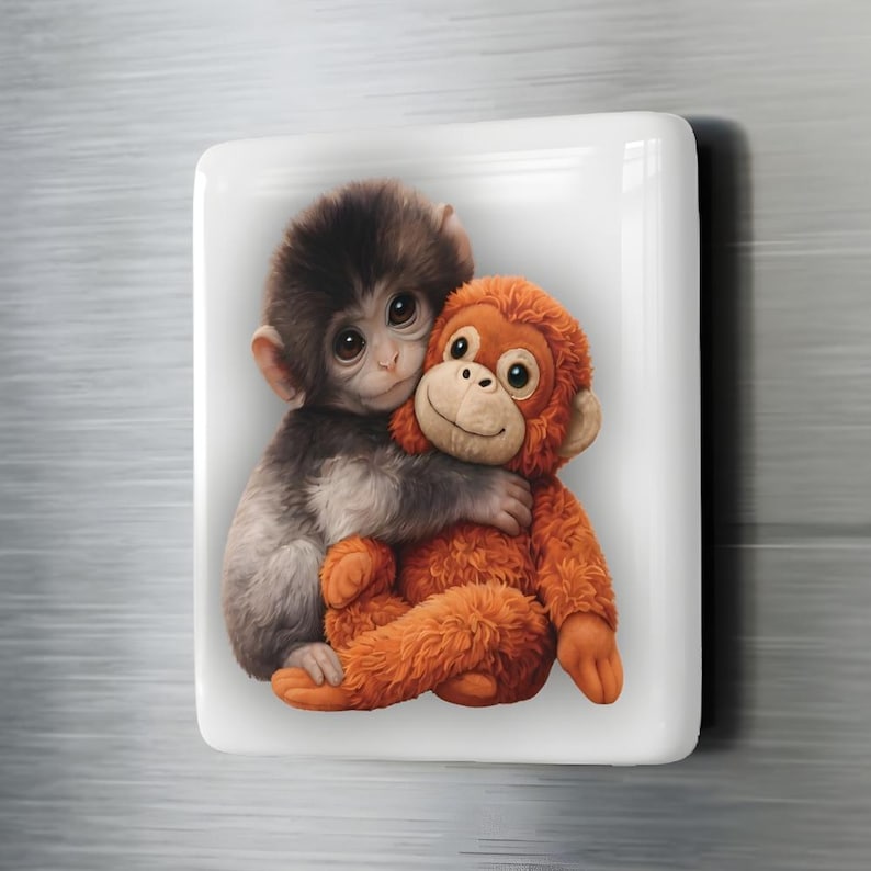 Punch Monkey Magnet, Cute Monkey Fridge Magnet, Porcelain Refrigerator ...