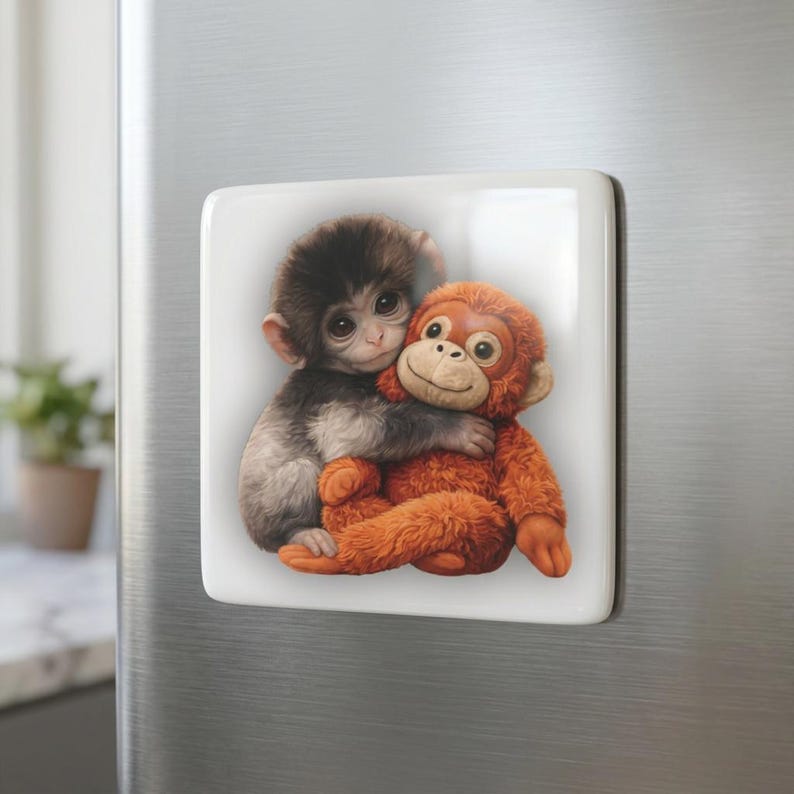Punch Monkey Magnet, Cute Monkey Fridge Magnet, Porcelain Refrigerator ...