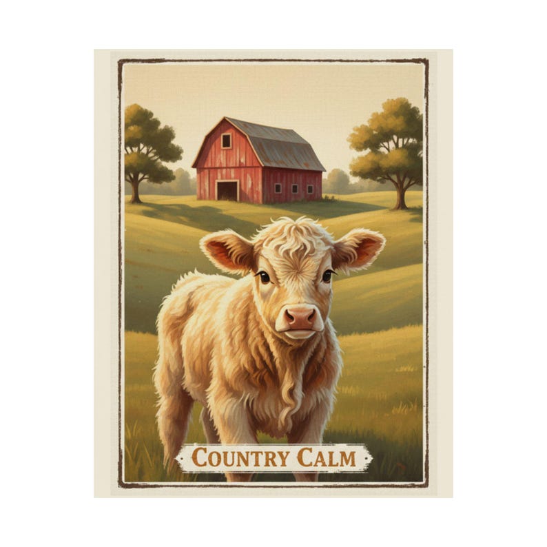 Country Calf Poster Matte Vertical Poster | Farmhouse Kitchen Wall Art ...