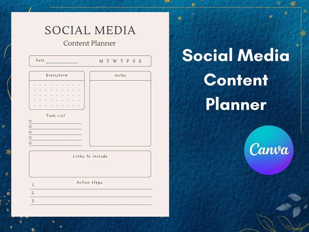 Social Media Content Calendar & Planner Template | PDF FILE for ...