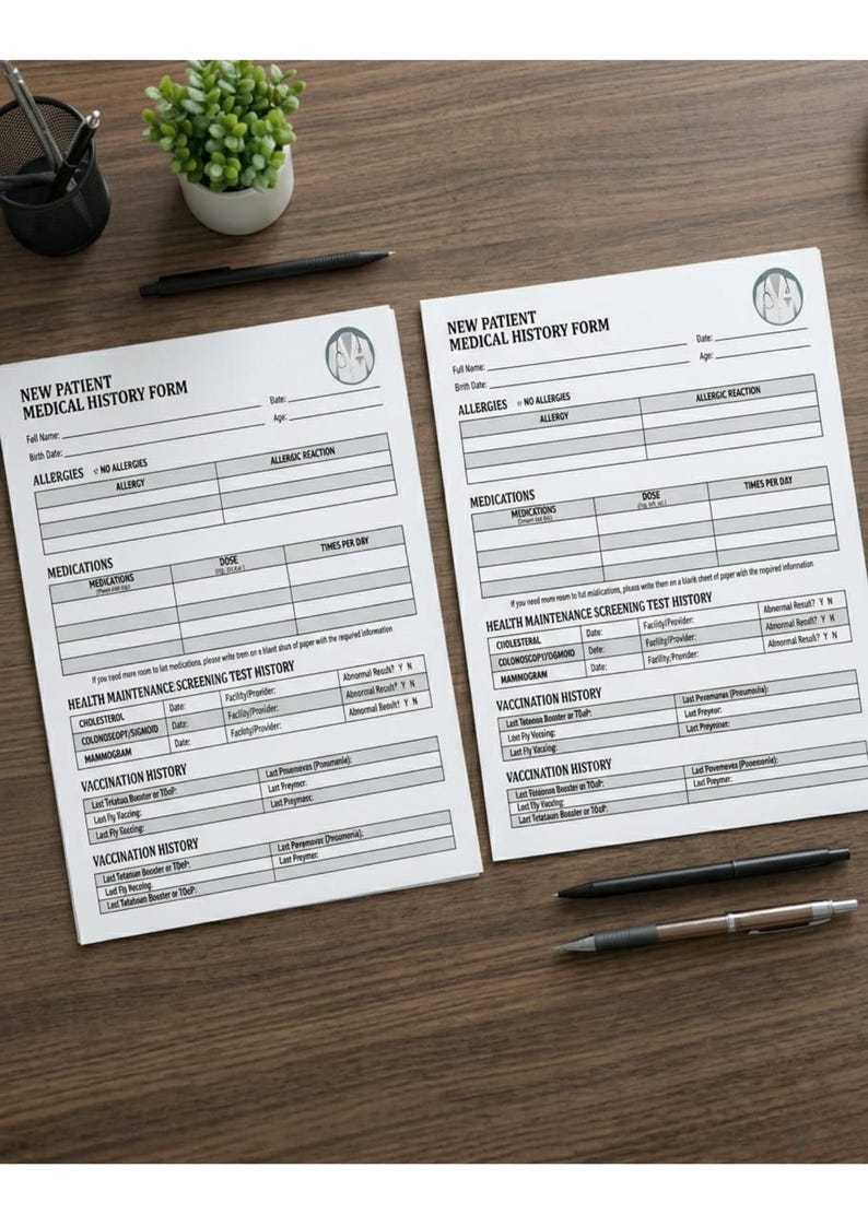 Medical History Form Printable PDF, Health Planner Insert, Binder ...