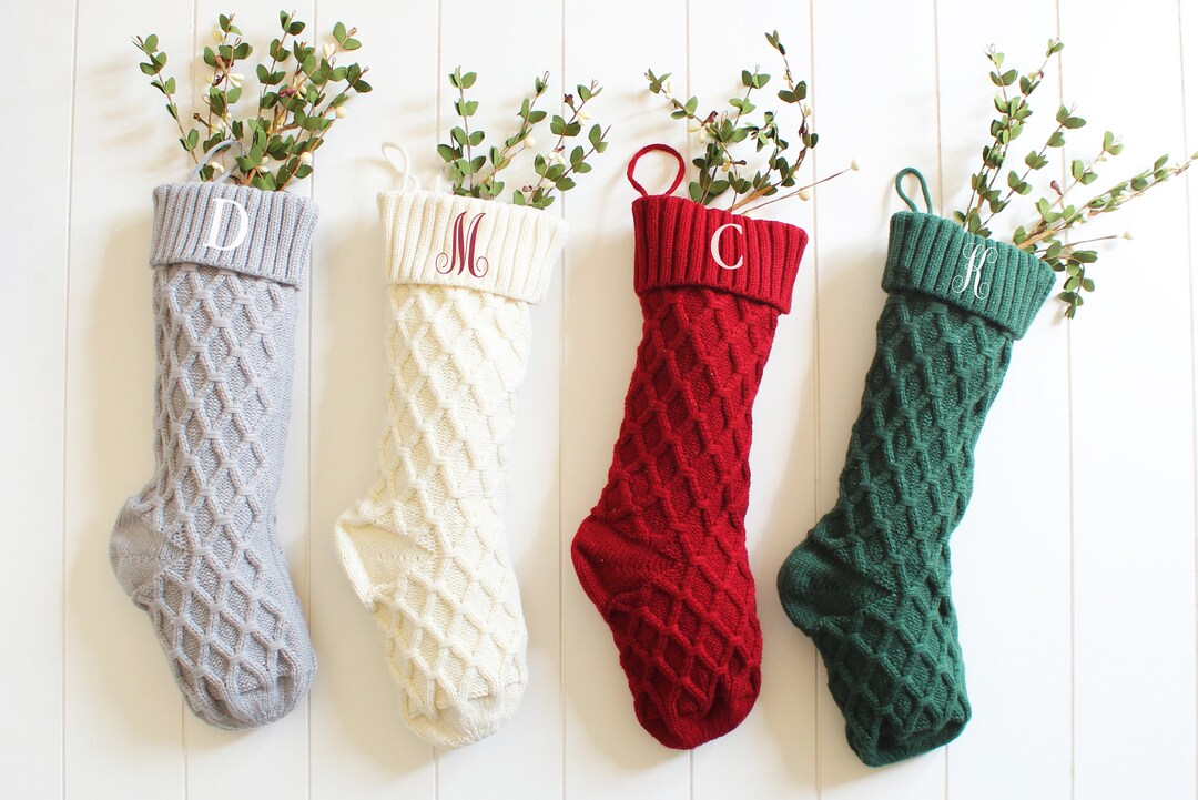 Custom Embroidery Knit Stocking Family Monogrammed Stocking ...