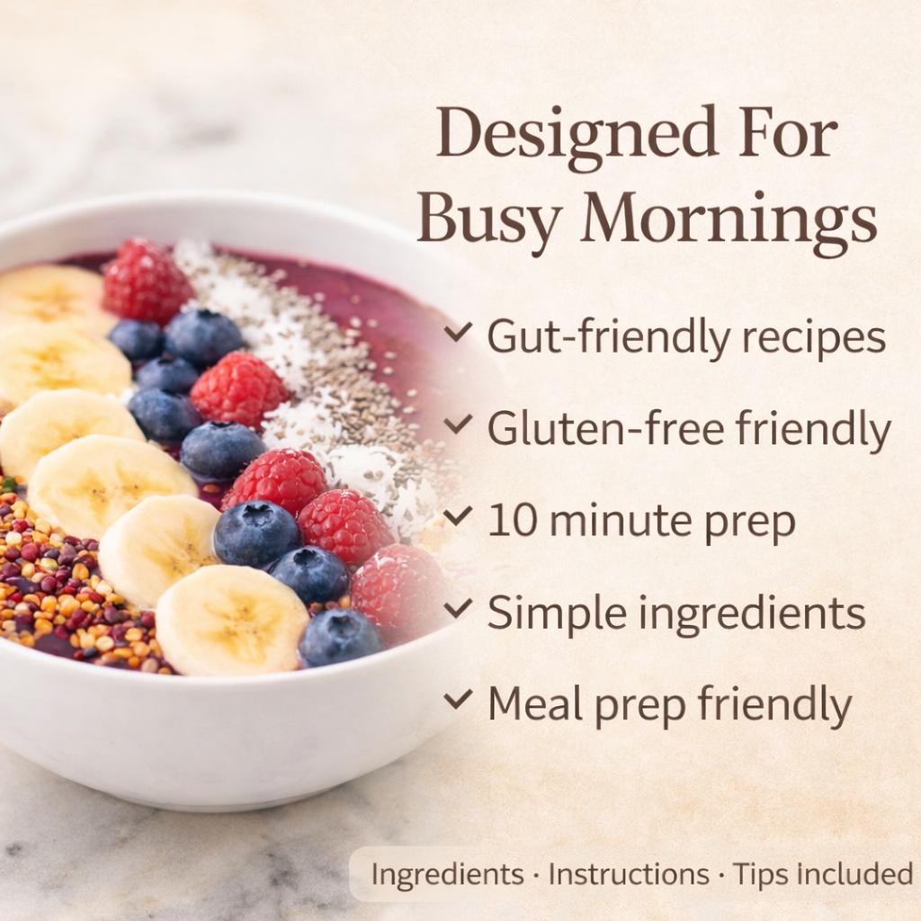 5 Quick Healthy Breakfast Recipes PDF | Gut Friendly Gluten Free 10 Min ...