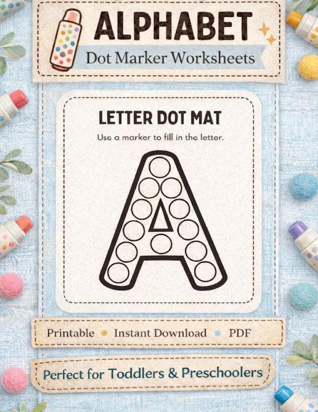 Alphabet Dot Marker Worksheets A-Z | Uppercase Letter Practice ...