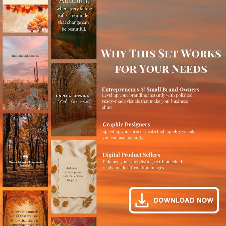 Fall Motivational Quotes Print | Autumn Affirmations Wall Art (PDF PNG ...