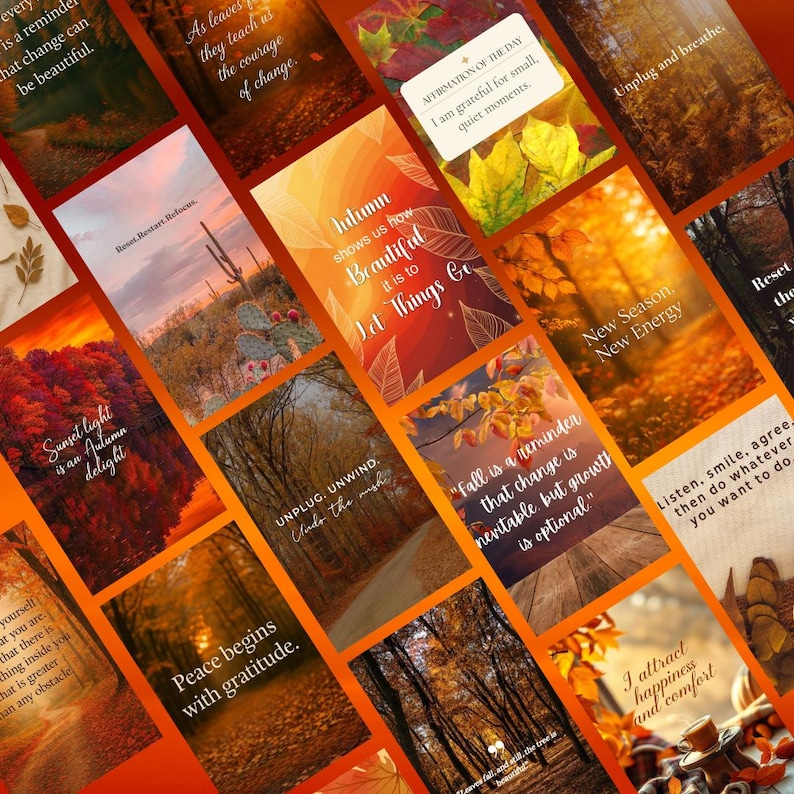 Fall Motivational Quotes Print | Autumn Affirmations Wall Art (PDF PNG ...