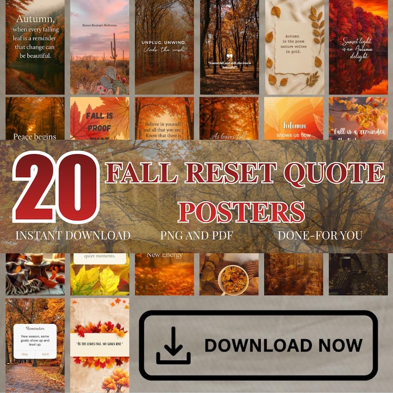 Fall Motivational Quotes Print | Autumn Affirmations Wall Art (PDF PNG ...