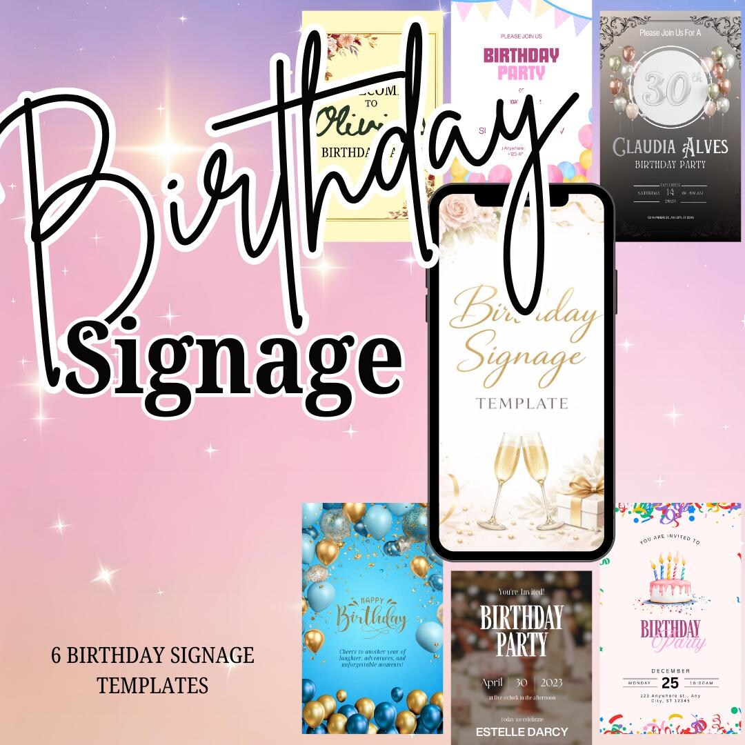 Editable Birthday Signage and Invitation Template (digital Download) - Etsy