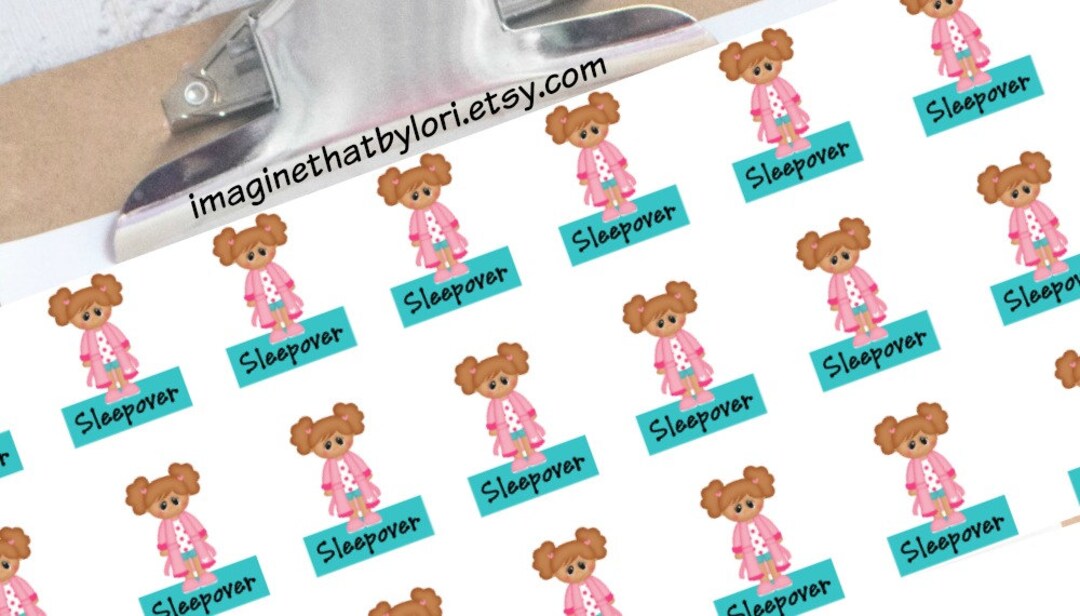 Sleepover Planner Stickers (brown Hair) - Etsy