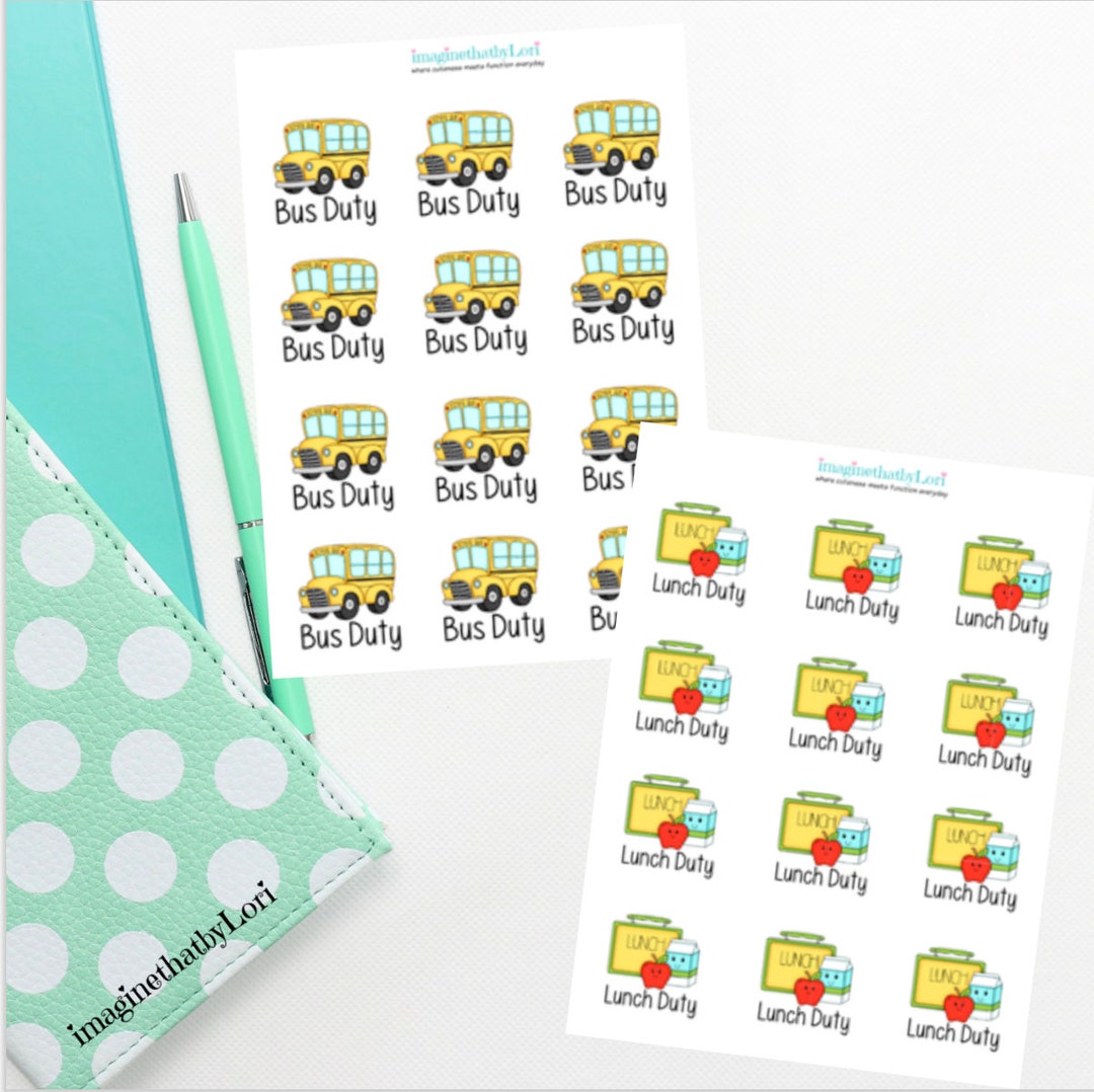 Teacher Planner Stickers Lunch Duty Bus Duty - Etsy