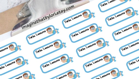 Swim Lesson boy Planner Stickers | Etsy