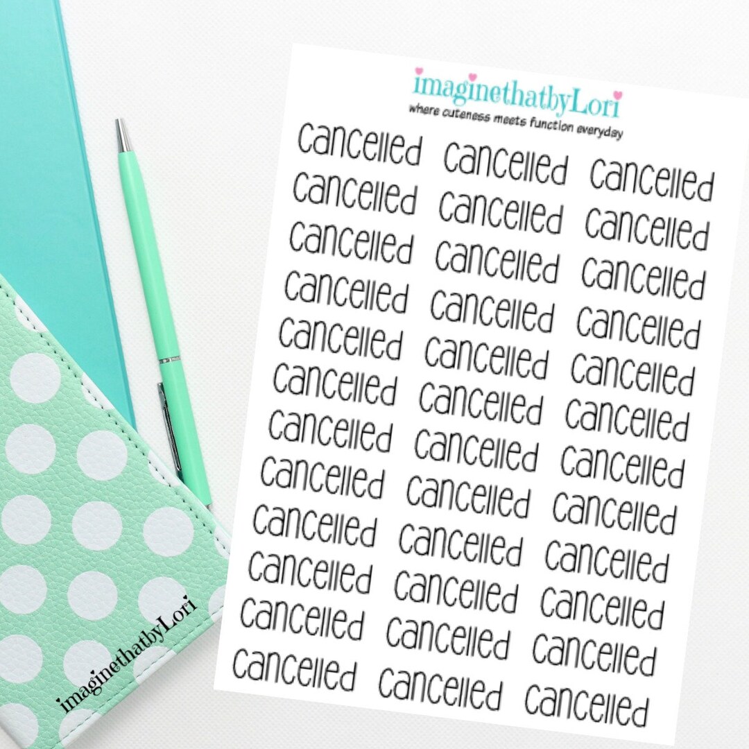 CANCELLED Word Script Cute Planner Stickers - Etsy