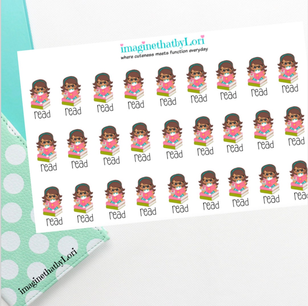 Reading Girl Planner Stickers - Etsy