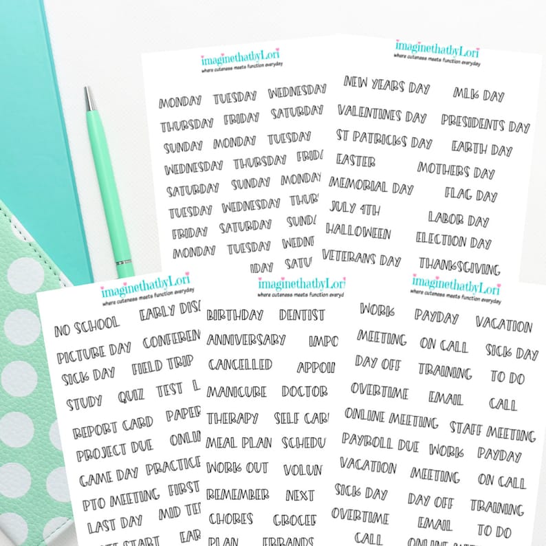 Script Words Sampler Sheet Bundle 1 - Etsy
