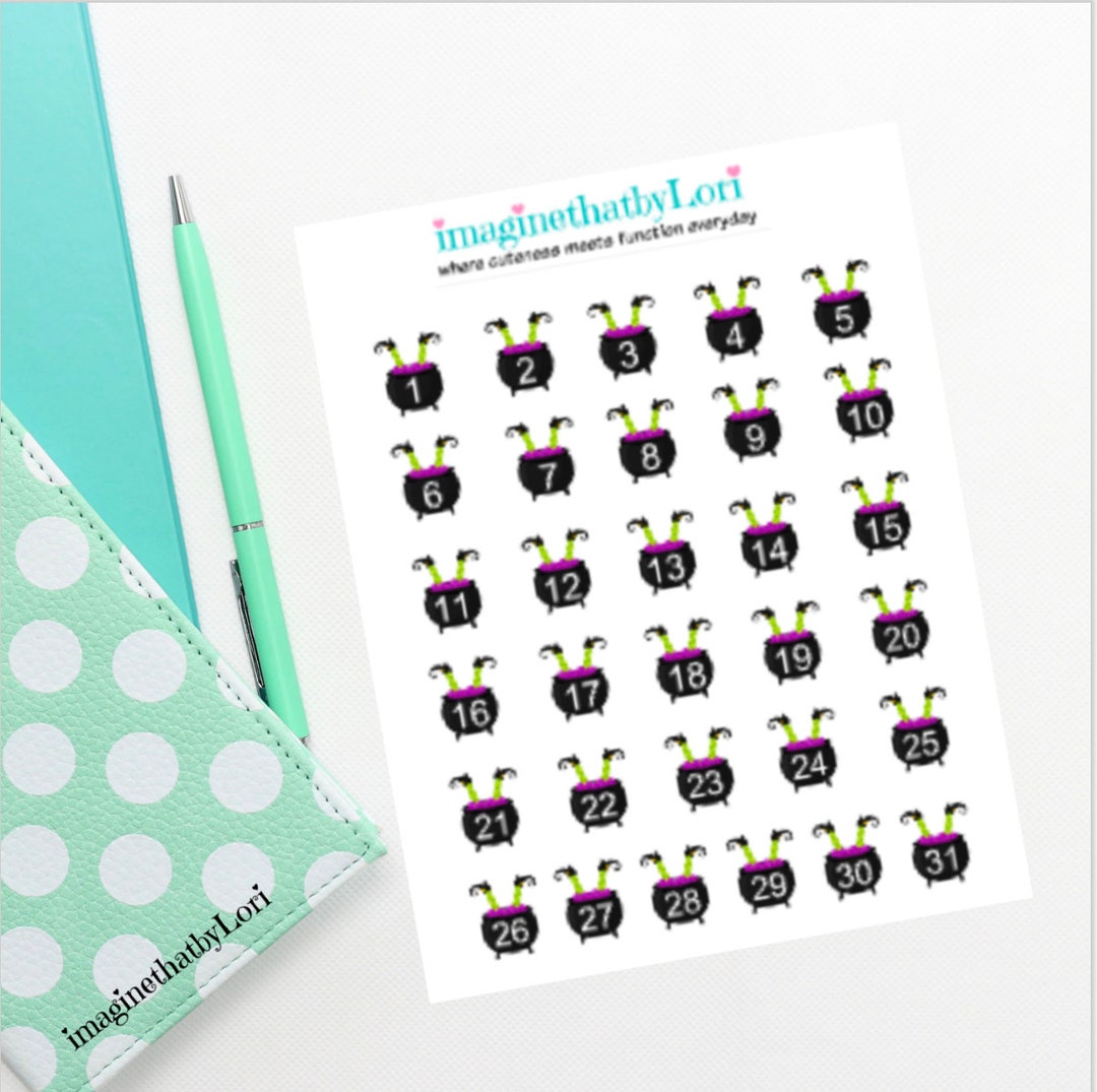 Mini Halloween Countdown Witch Planner Stickers - Etsy