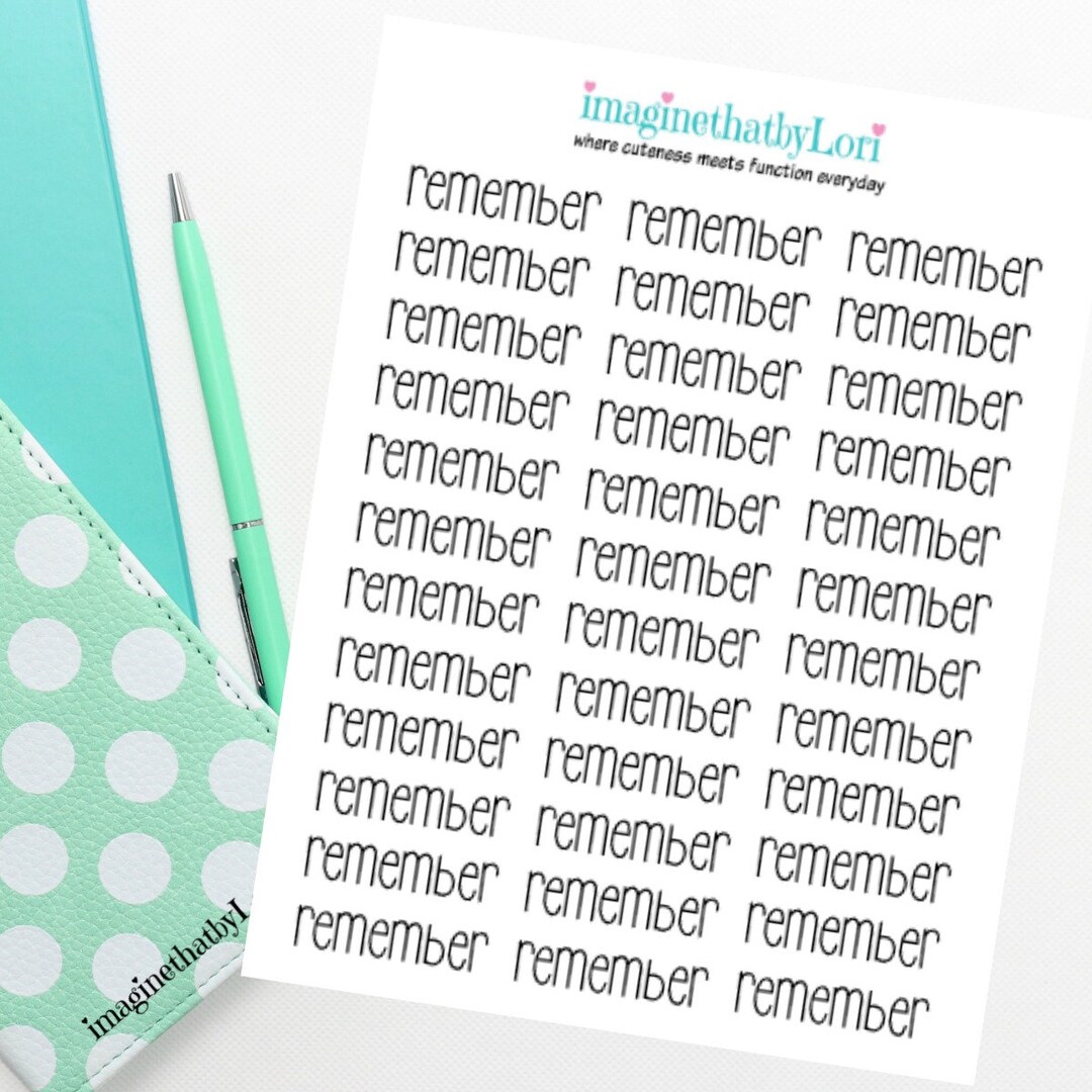 REMEMBER Word Script Cute Planner Stickers - Etsy