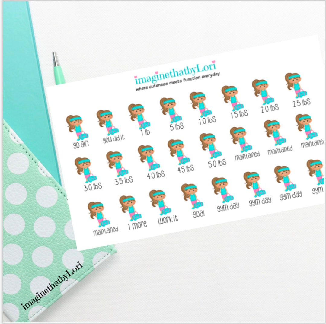 Diet Gym Healthy Planner Stickers (brown Hair) - Etsy