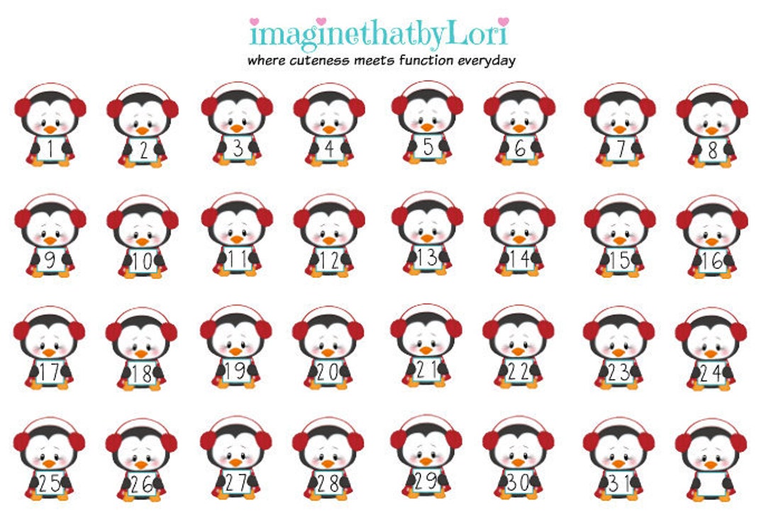 Snowy Penguin Countdown Datecovers - Etsy