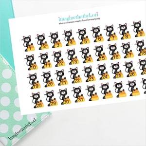 Halloween Cat Countdown Planner Stickers - Etsy