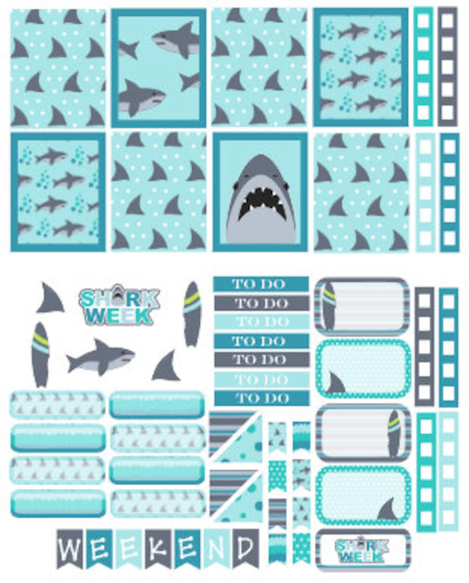 Shark Week Planner Stickers - Etsy