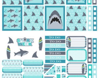 Shark Week Planner Stickers - Etsy