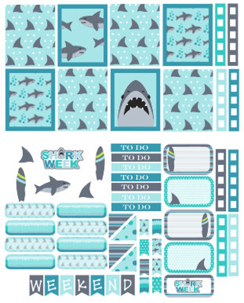 Shark Week Planner Stickers - Etsy
