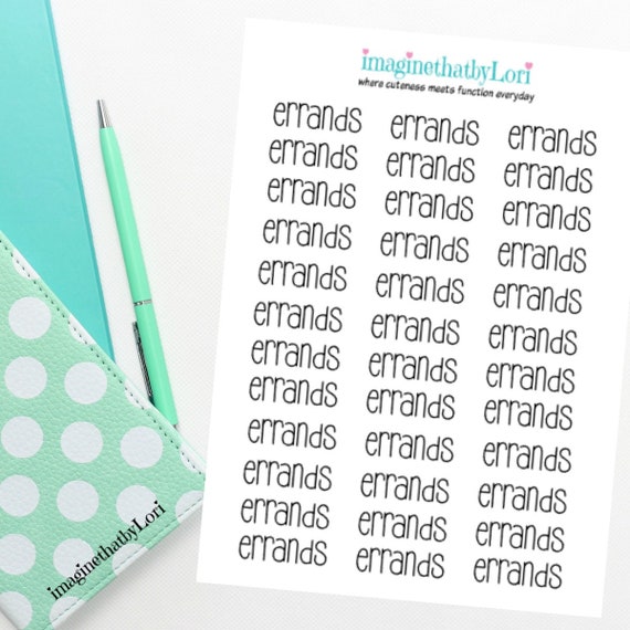 ERRANDS Word Script Cute Planner Stickers | Etsy