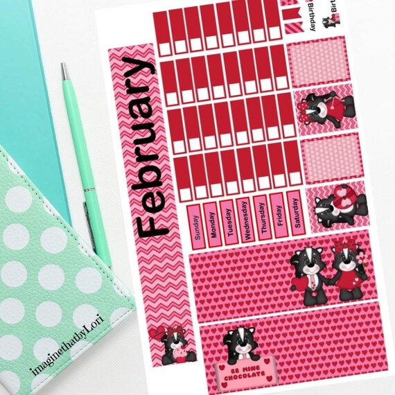 Hobonichi Weeks Monthly Kit February Valentine Skunk Galentine - Etsy