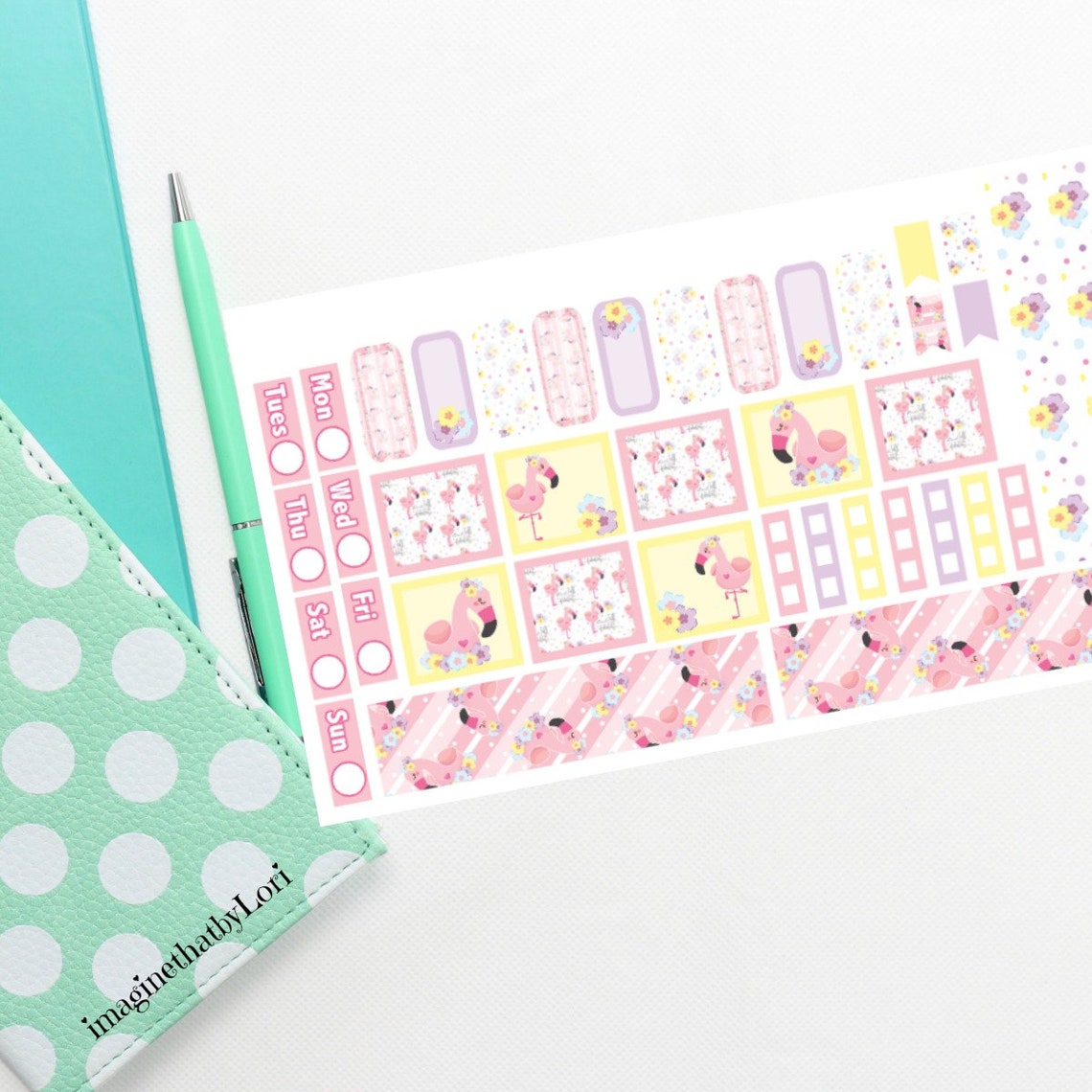 Flamingo Flowers Pink and Yellow Hobonichi Kit - Etsy