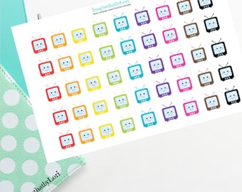 Happy TV Television Reminder Tracker Kawaii Planner Stickers Erin ...