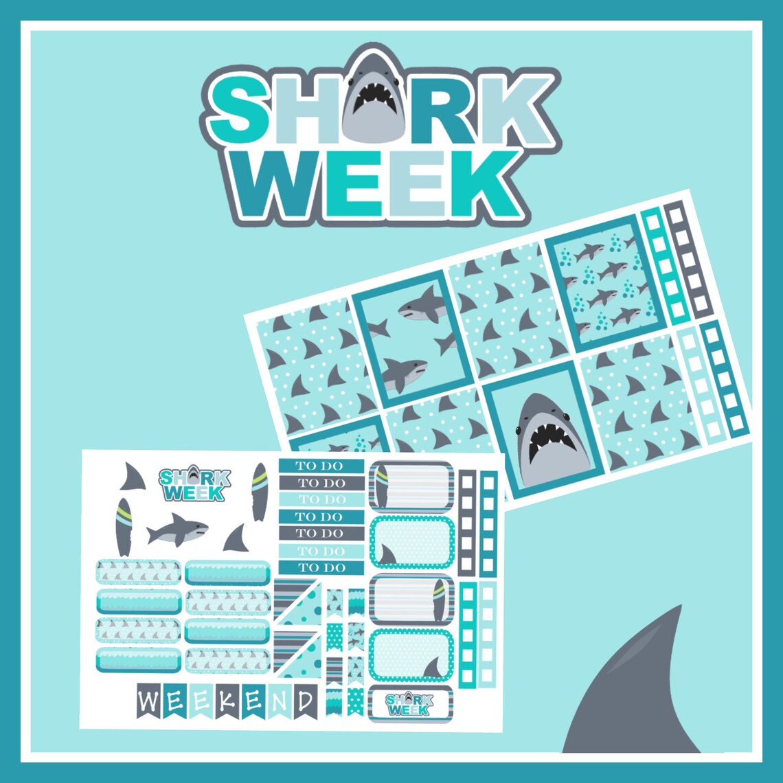 Shark Week Planner Stickers - Etsy