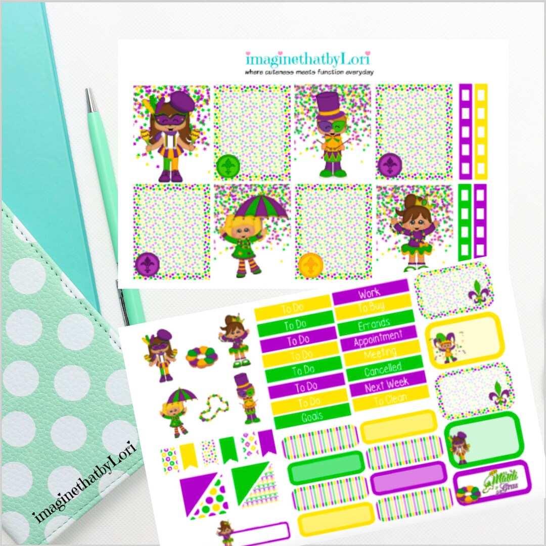Mardi Gras Planner Sticker Kit - Etsy