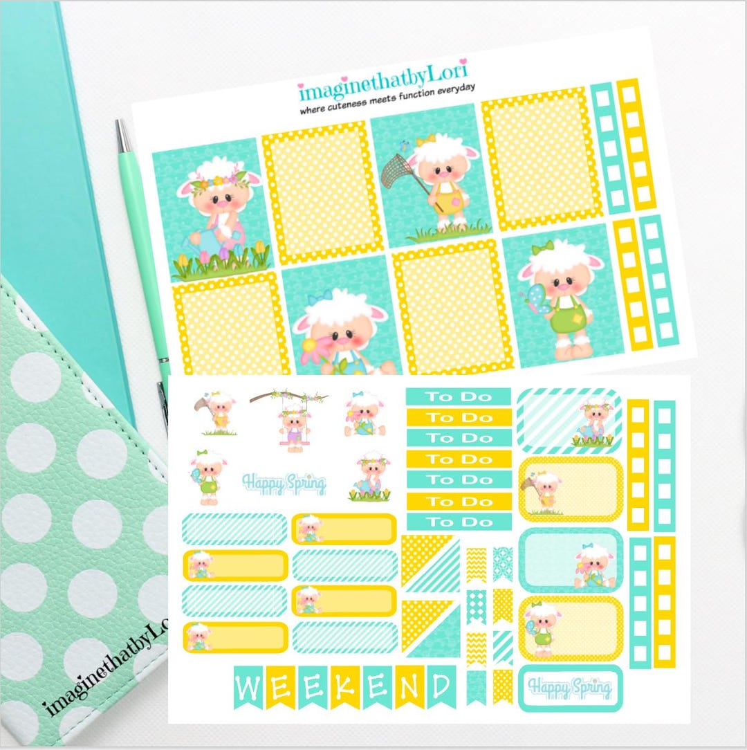 Spring Lamb March Animal Planner Sticker Kit - Etsy