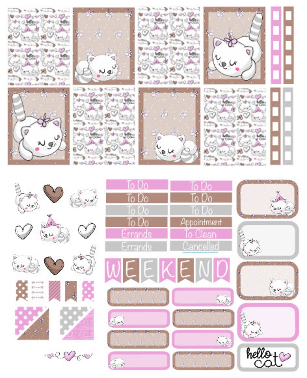 Cute Cat Kitten Planner Kit - Etsy