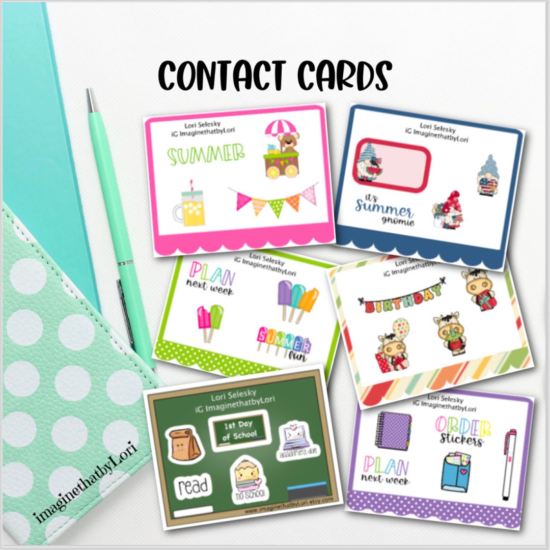 Planner Meet up Convention Contact Card Calling Card Sticker Sampler - Etsy