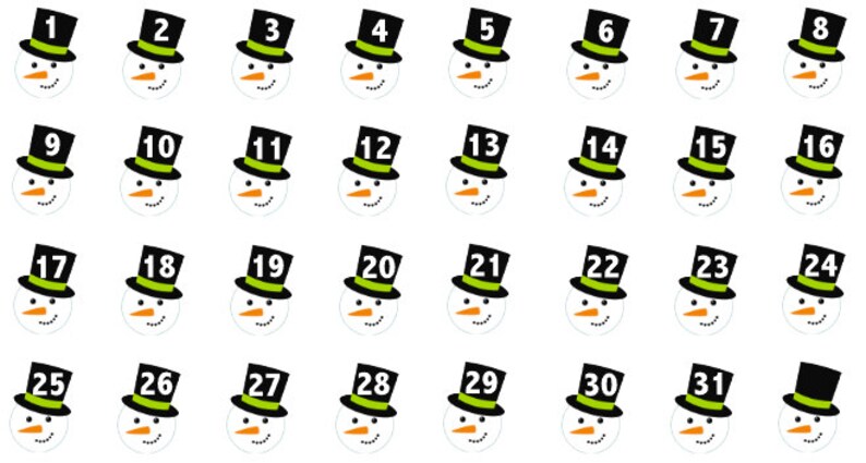 Snowman Countdown Planner Stickers | Etsy