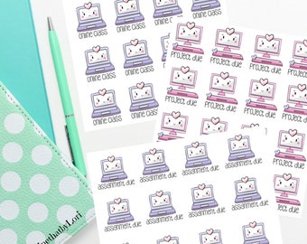 Happy School Assignment Due Reminder Label Cute Kawaii Vertical Erin ...