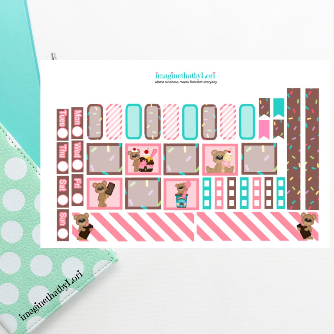 Ice Cream Teddy Bear Summer Treat Hobo Hobonichi Kit - Etsy